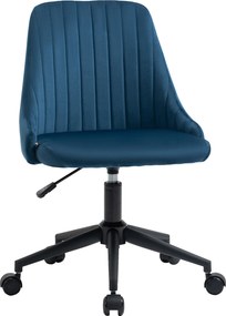 Vinsetto Otočná kancelářská židle Ergonomický design s nastavitelnou výškou 360° otočná pěnová sametová polyesterová modrá 50 x 58 x 77-87 cm | Aosom