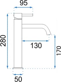 Rea Lungo, vysoká umyvadlová baterie, zlatá matná, REA-B4526