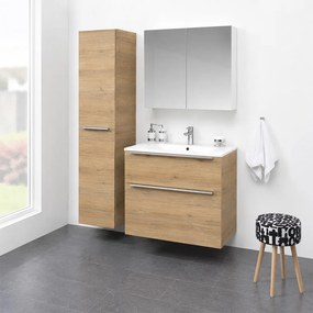 Mereo, Mereo Mailo, koupelnová skříňka s keramickým umyvadlem 81 cm, dub Riviera, elox AL madlo, MER-CN521A
