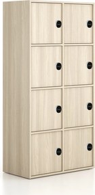 Kancelářská skříň FRAME, 8x dveře, 872 x 450 x 1735 mm, RFID zámek, dub přírodní