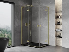 Mexen Mist-H L Duo, 2-křídlý ​​sprchový kout 110 x 105 cm, čiré sklo, zlatý matný profil, 8A5L-110L-105P-55-00