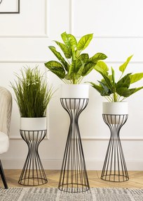 KOVOVÝ KVĚTINÁČ SE STOJÁNEM GLAM 68X20 CM BÍLÁ/ČERNÁ