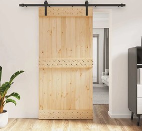 vidaXL Posuvné dveře s kováním 100 x 210 cm masivní borové dřevo [3202991]