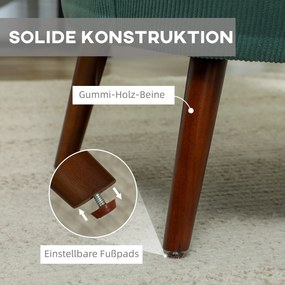 Křeslo HOMCOM s opěrkou, zaoblené loketní opěrky, čalouněné křeslo v corduroy vzhledu, dřevěné nohy, pro ložnici a obývací pokoj, do 120 kg, tmavě ze…