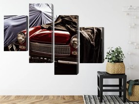 Vícedílný obraz Italské Retro Auto Potažené Látkou Nedostatek Nedostatek Plátno Canvas 120x75