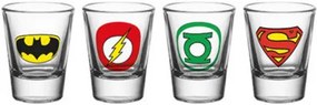 Sklenice štamprle dc comics: set 4 ks, 60 ml, výška 6 cm