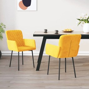 Jídelní židle 2 ks žluté samet - Default Title