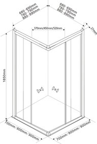Aqualine Alain BTQ800 sprchový kout čtvercová 80 x 80 cm