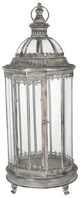 Kovová lucerna Antik silver IIII - Ø 30*72 cm