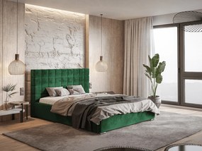 Čalouněná postel s vysokým čelem 160x200 cm Nora Barva: Zelená - Amor 11
