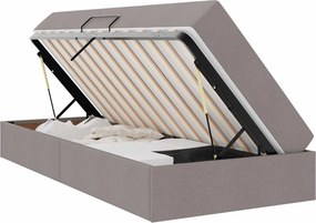 Postel s úložným prostorem a matrací Taupe 100 x 200 cm 3399643