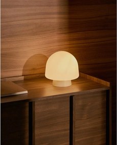 Stolní lampa šedobéžová se skleněným stínidlem (výška 20 cm) Reig – Kave Home