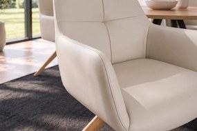 Designová otočná židle Devassy béžová kůže / dub