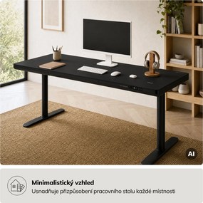 Elektrický psací stůl sit-stand se zásuvkou a bezdrátovou nabíječkou Qi černý, 1600 mm: ELLIS