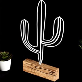 Kovová dekorace Cactus 37 cm bílá