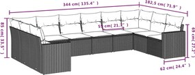 10dílná zahradní sedací souprava s poduškami černá polyratan 3219457