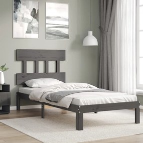 Rám postele s čelem šedý 100 x 200 cm masivní dřevo,  3193588 HangarStore.cz