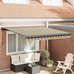 Stahovací markýza Zelená a žlutá 300 x 250 cm Plátno a hliník 3330173