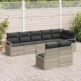 Set pohovek 8 ks Světle šedá polyratan 3346432