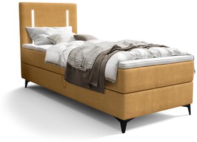 Jednolůžková postel 80 cm Ortega Bonell (hořčicová) (s roštem, s úl. prostorem) (s LED osvětlením). 1082573