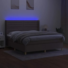 Box spring postel s matrací a LED taupe 160x200 cm textil 3138969