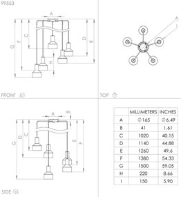 Eglo 99553 - Lustr na lanku CASIBARE 5xE27/40W/230V