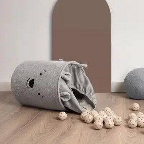 Sipo Premium Bouclé se šňůrkou Bear šedá / Koš na hračky / 43 l
