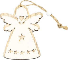 Vánoční dřevěná ozdoba na stromeček anděl 10 × 7,5 cm, závěsná