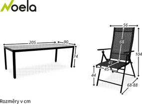 Noela Zahradní jídelní set Milano + 8x kovová židle Pia