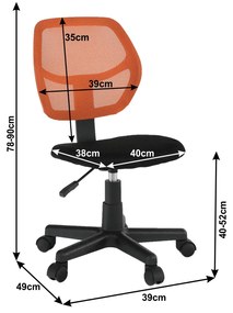 Dětská otočná židle, oranžová / černá, MESH