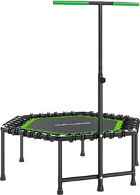 SPORTNOW Fitness trampolína 114x114x132 cm s 3stupňově nastavitelnou rukojetí a ocelovým rámem, zelená a černá