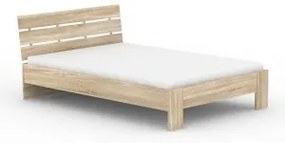 Moderní postel REA Nasťa 140x200cm - dub bardolino, 1. pás čela 1027 - bílá, 2. pás čela 1102 - cappuccino, 3. pás čela v barvě postele