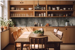 DIMEX | Fototapeta do kuchyně Stará popraskaná stěna KI-420-263 | 420 x 60 cm | šedá, béžová, černá