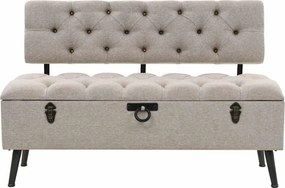 Úložná lavice s opěradlem 110 cm krémová textil 339298