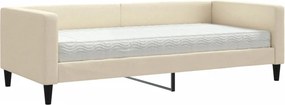 Válenda s matrací krémová 90 x 200 cm textil 3196564