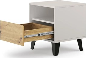 Noční stolek Borg 1s kašmír / dub artisan