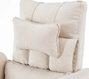 relaxační křeslo, polohovací, s podnožkou, dřevo/textil, 101x85x69 cm, nohy světlé/béžová, Dekorino SILVANA