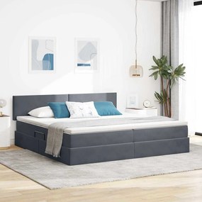 Postel s úložným prostorem s čelo Tmavě šedá 200 x 200 cm samet 3370720
