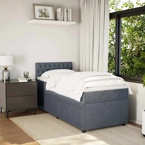 Box spring postel s matrací tmavě šedá 90x190 cm samet 3289921