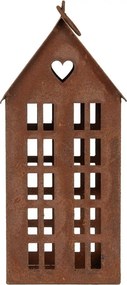Rezavý svícen ve tvaru domku Rustic Charm - 13*11*30 cm