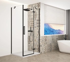 Gelco Trinity Black čtvercový sprchový kout 80 x 80 x 200 cm otevírací pravá černá sklo čiré GT5680-80CR-B