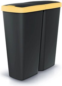 PRO Odpadkový koš COMPACTA Q DUO černý se žlutým víkem, objem 50l