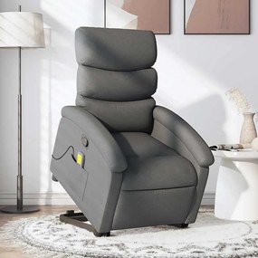 Zvedací masážní polohovací křeslo tmavě šedé textil 3203991