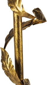 Stojací lampa zlatá s oranžovým stínidlem a zlatým vnitřkem 50 cm - Linden