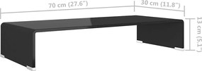 TV stolek / podstavec na monitor černé sklo 70x30x13 cm 244136
