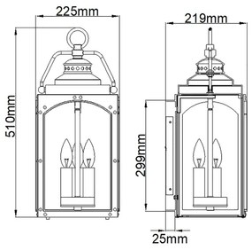 Feiss FE-RANDHURST-L-CO-Venkovní nástěnné svítidlo RANDHURST 3xE14/40W/230V IP44