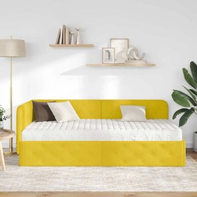 Rohový rám postele Žlutá 100 x 200 cm samet 3394098