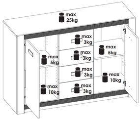 Sconto Komoda LILO světlý jasan/modré úchyty