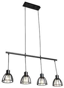 Industriální závěsná lampa černá 4-světelná - Fotu