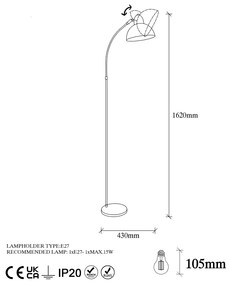 Designová stojanová lampa Vasso 162 cm černá